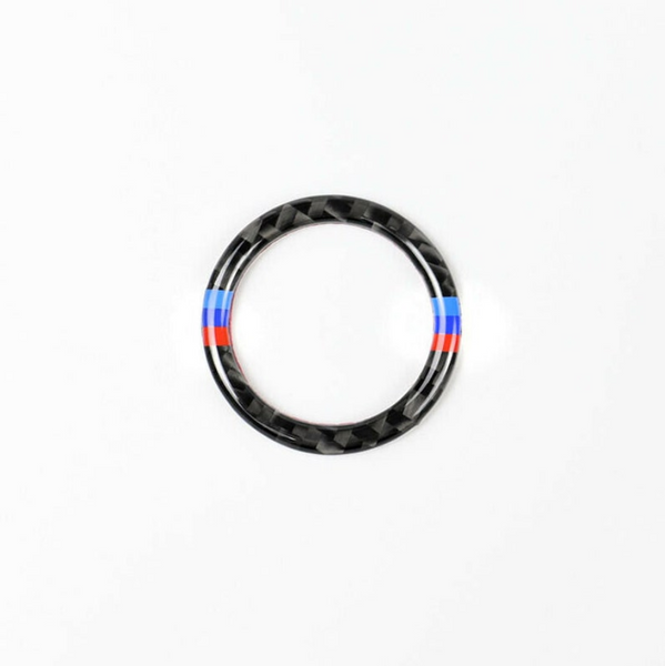 Carbon Fiber Car Engine Start Stop Circle Ignition Key Ring Cover Trim ...